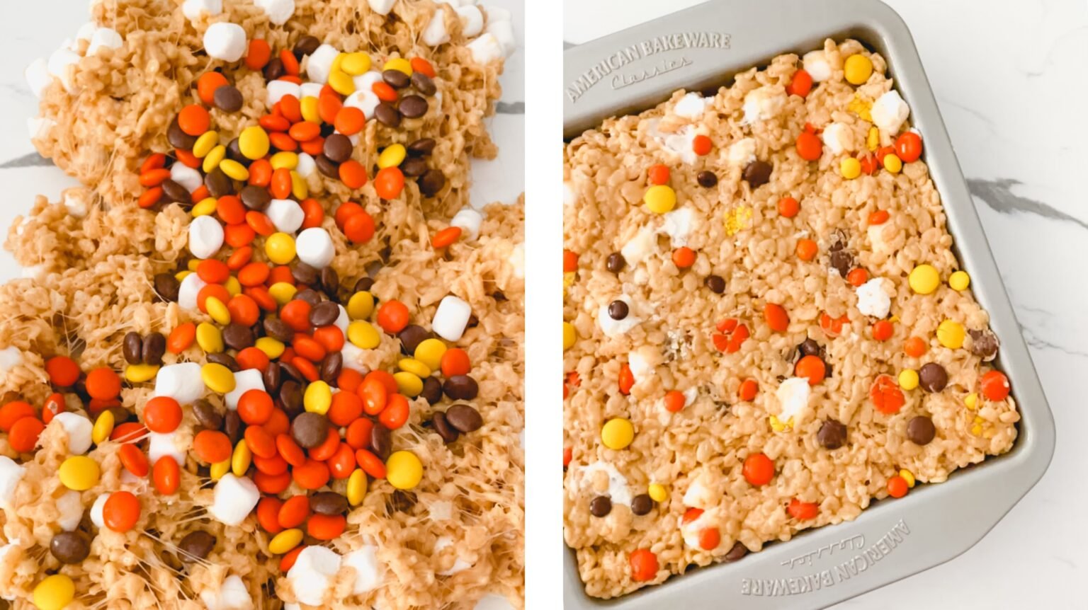 Reese’s Pieces Rice Krispie Treats